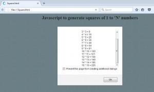 Javascript to generate squares of 1 to n numbers - Krazytech