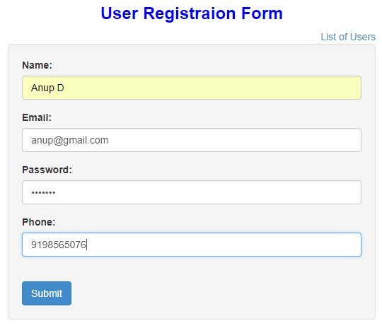 User Registration Form Example in AngularJS - Krazytech